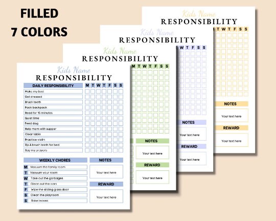 EDITABLE Chore Chart for Kids Bundle, Reward Chart, ADHD Chore Chart ...