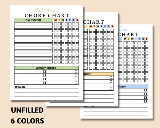 EDITABLE Chore Chart for Kids Bundle, Reward Chart, ADHD Chore Chart ...