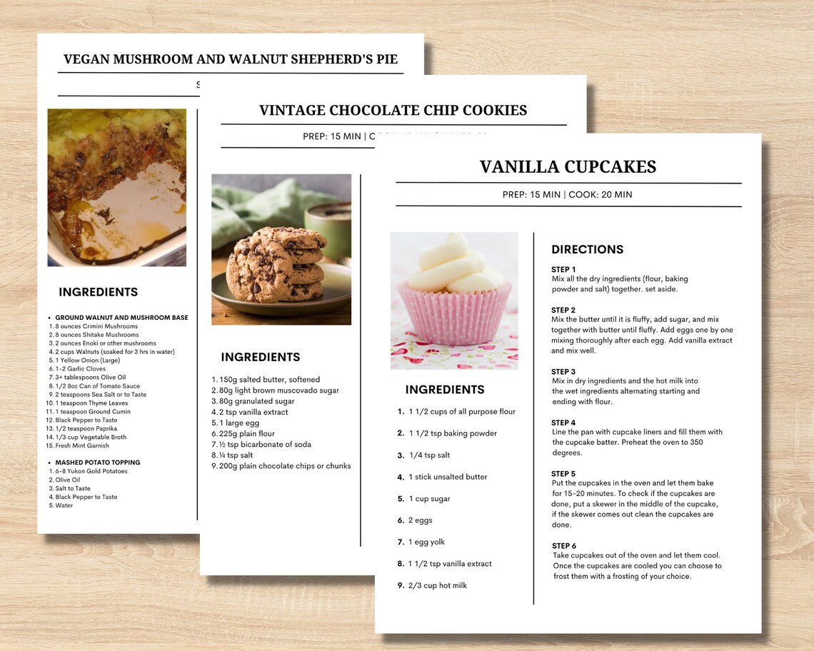 Recipe Book Template, EDITABLE Recipe Sheet Template, Recipe Cards ...