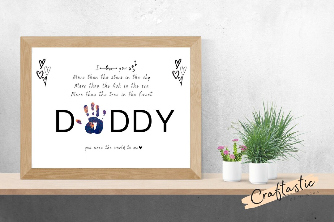 Daddy Poem Card Printable, Handprint Art Craft, Editable Poem Wall Art ...