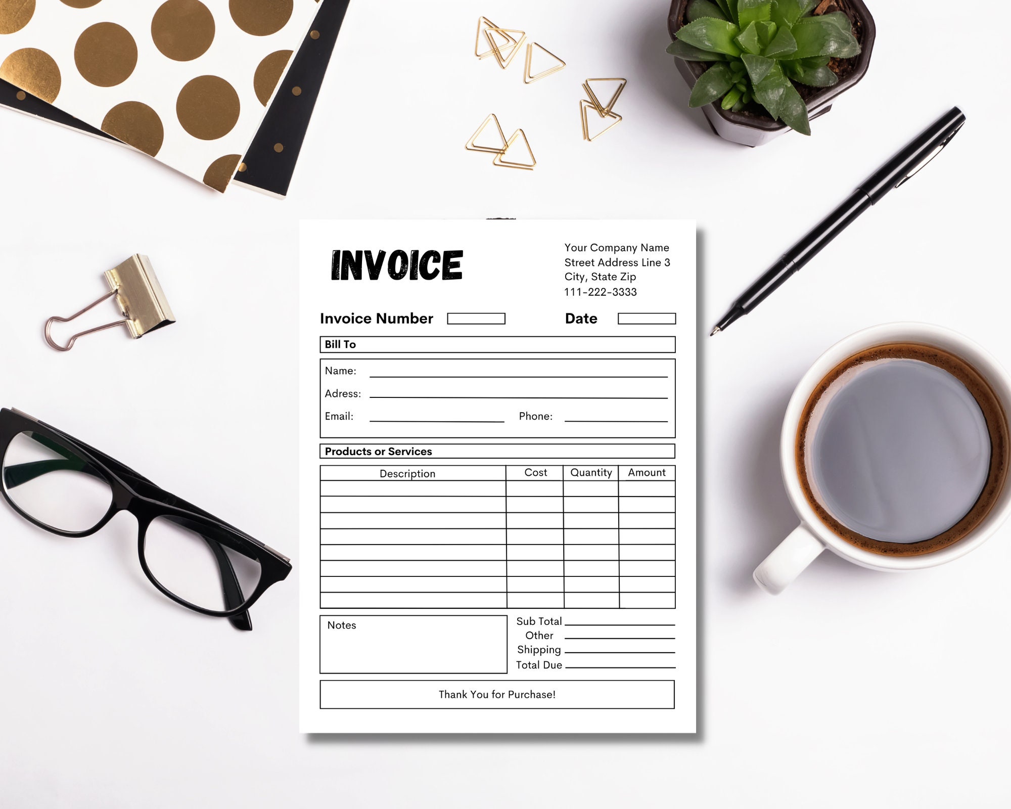 Simple Invoice Template || Editable PDF/ Word/ Googledocs/ Googlesheets ...