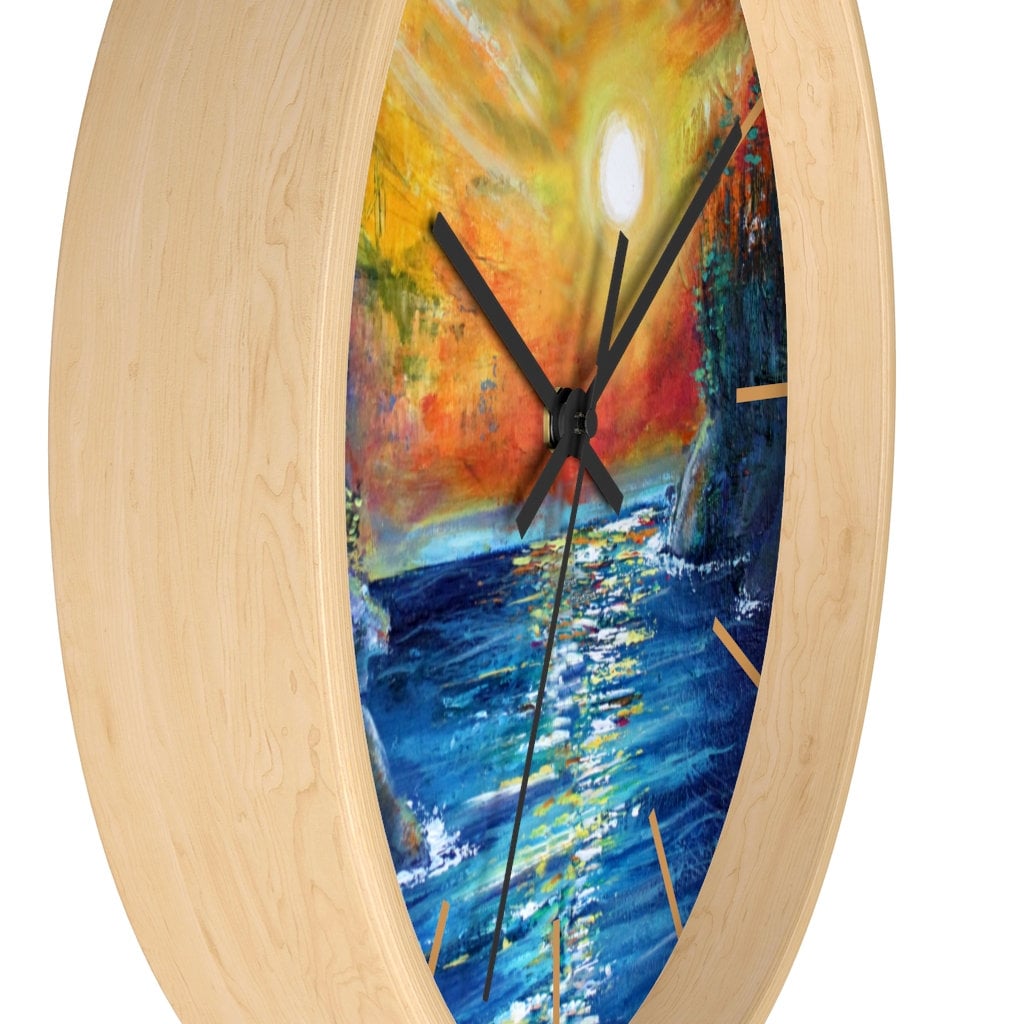 Wall Clock with Seascape Sunset, Original Painting on Clock, Ocean Art ...