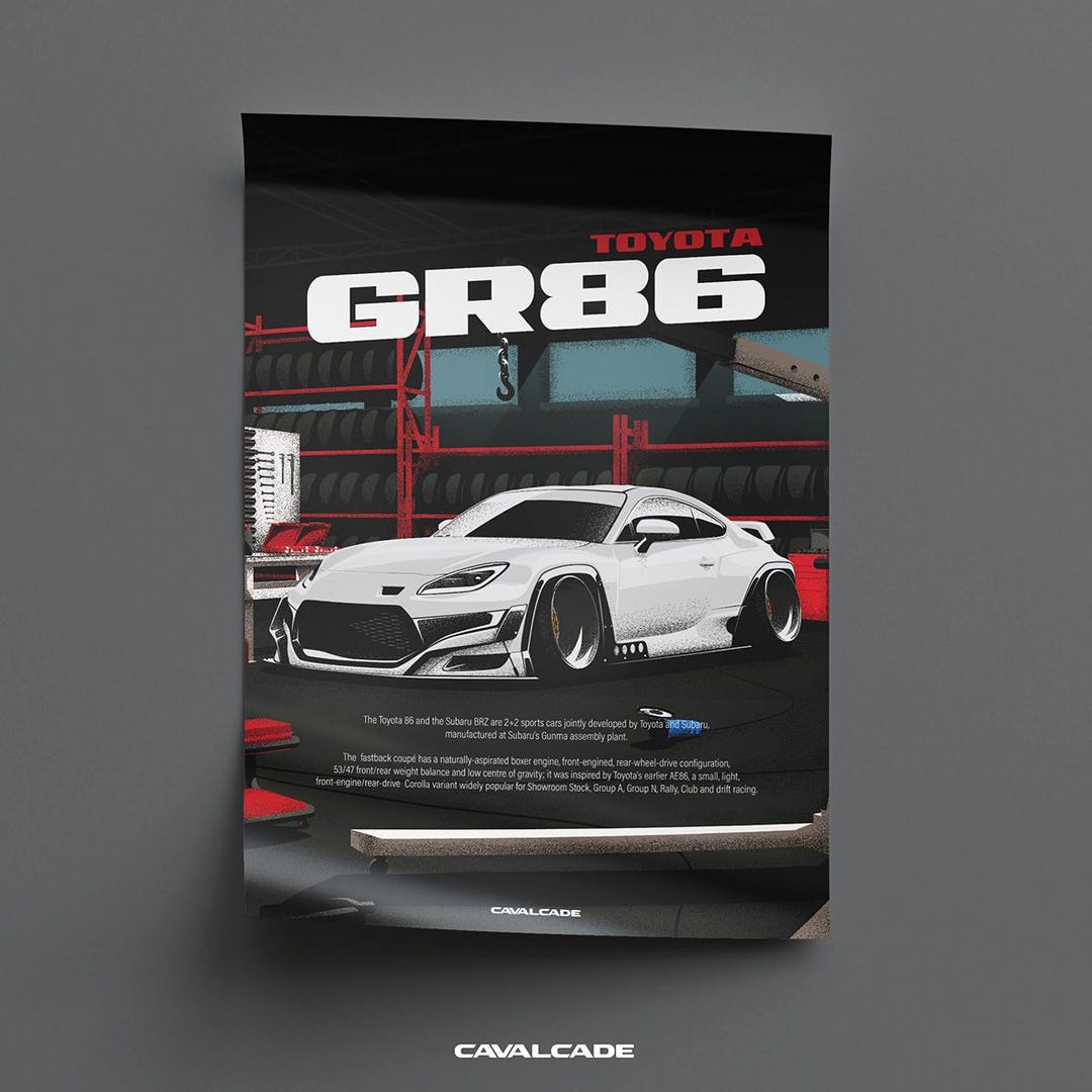 Toyota GR86 Poster 40x50cm / 50x70cm Poster With a Digital Hand-drawn ...