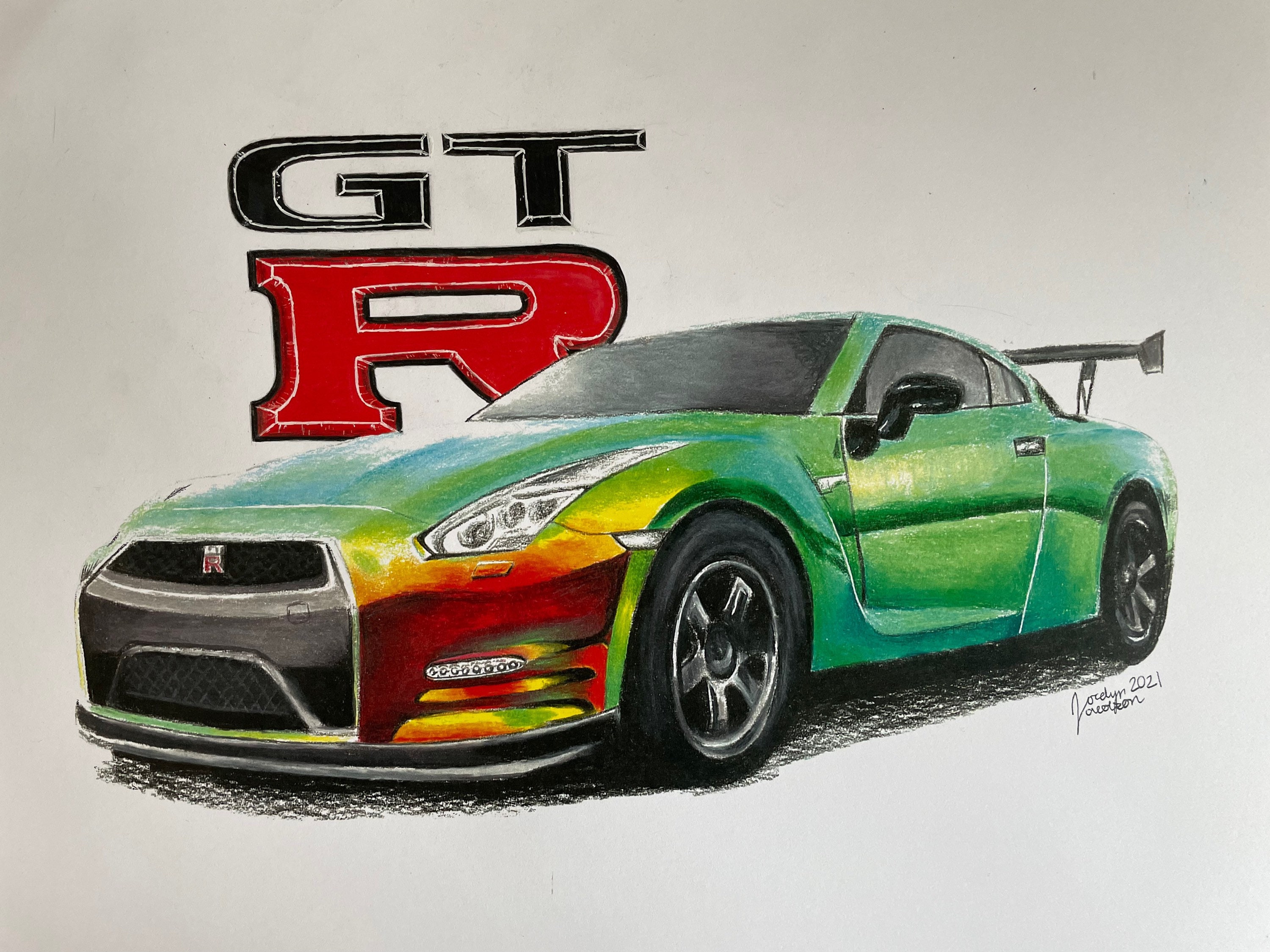Dibujo GTR imprimir con marco - Etsy México