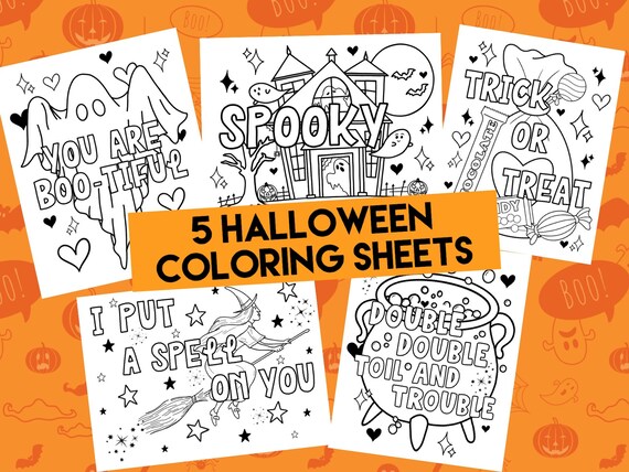 Halloween Coloring Sheets Coloring Pages for Adults & Kids 5 | Etsy