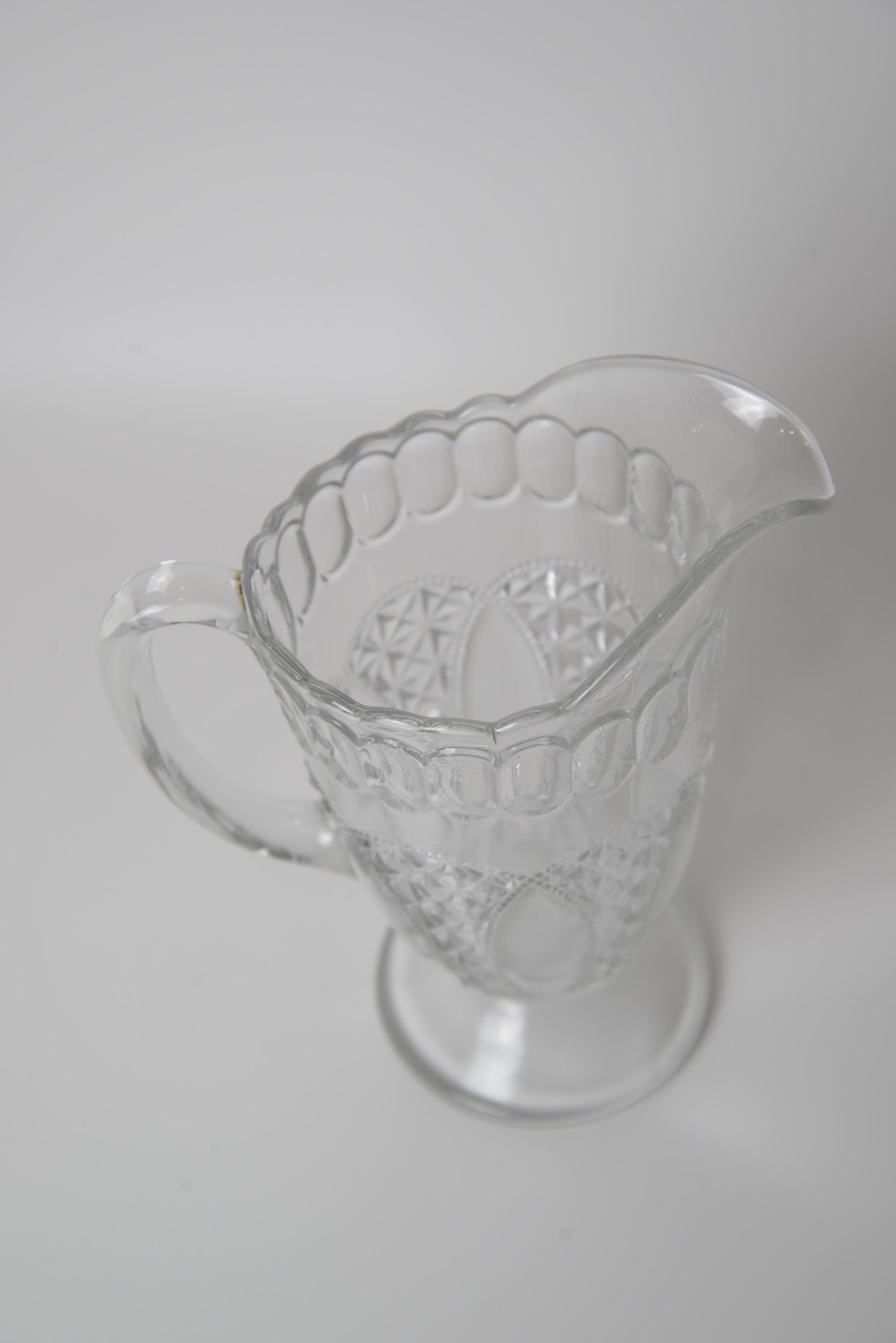 Vintage 1901 Pressed Glass Pitcher Oregon Pattern 7.5 Inches Tall EAPG ...