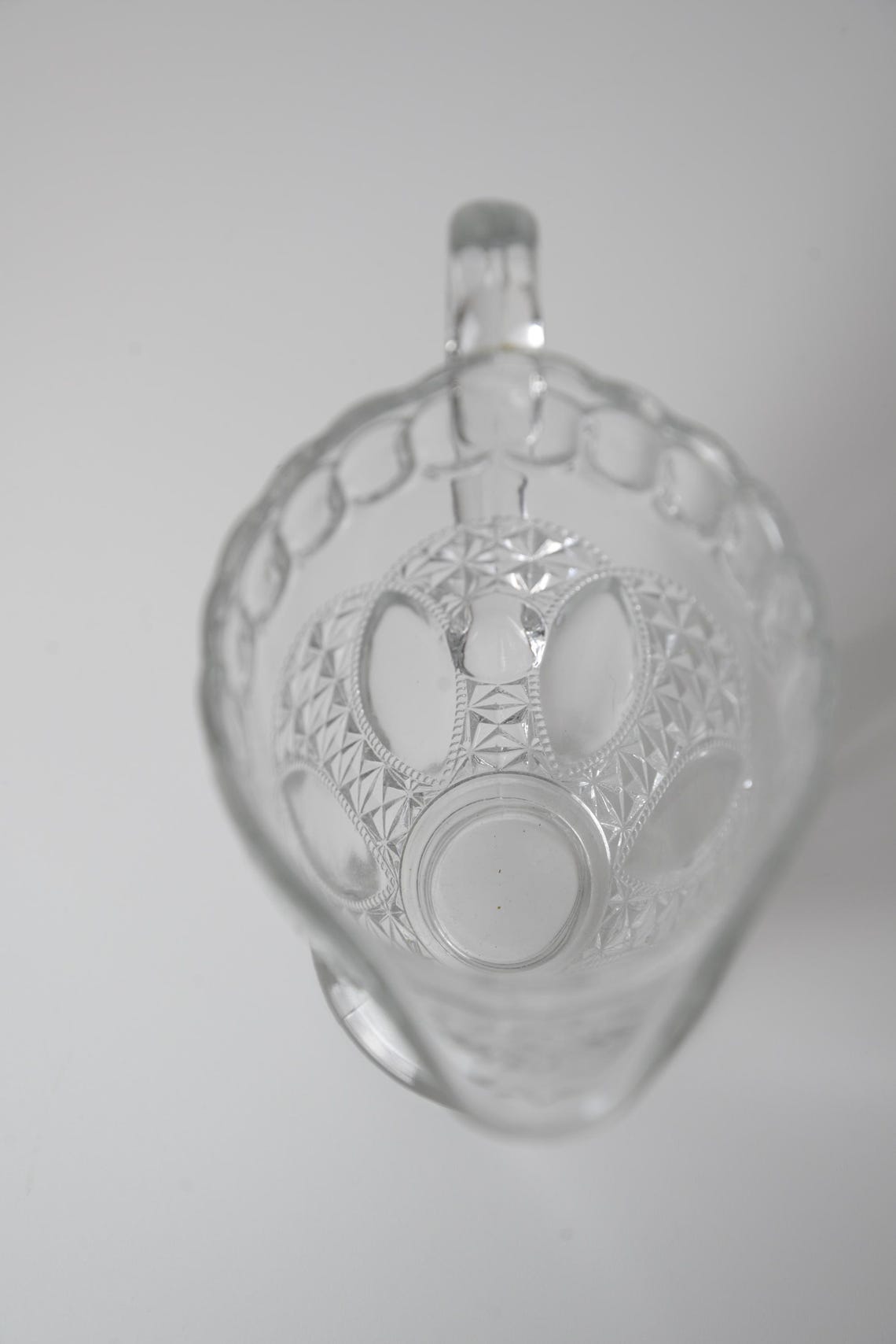 Vintage 1901 Pressed Glass Pitcher Oregon Pattern 7.5 Inches Tall EAPG ...