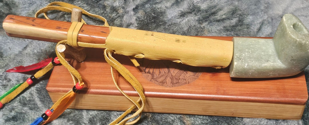 Native American Ceremonial Pipe Made From Dragon Soapstone /cedar Stem ...