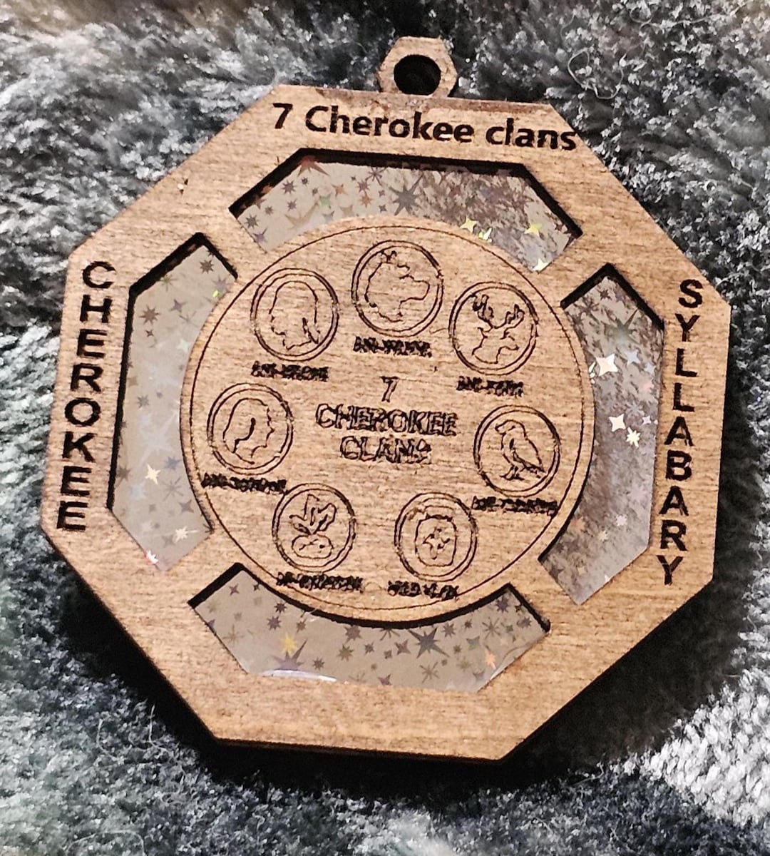 Wooden Hand Made Cherokee 7 Clans & Syllabary Wooden Pendant – Double ...