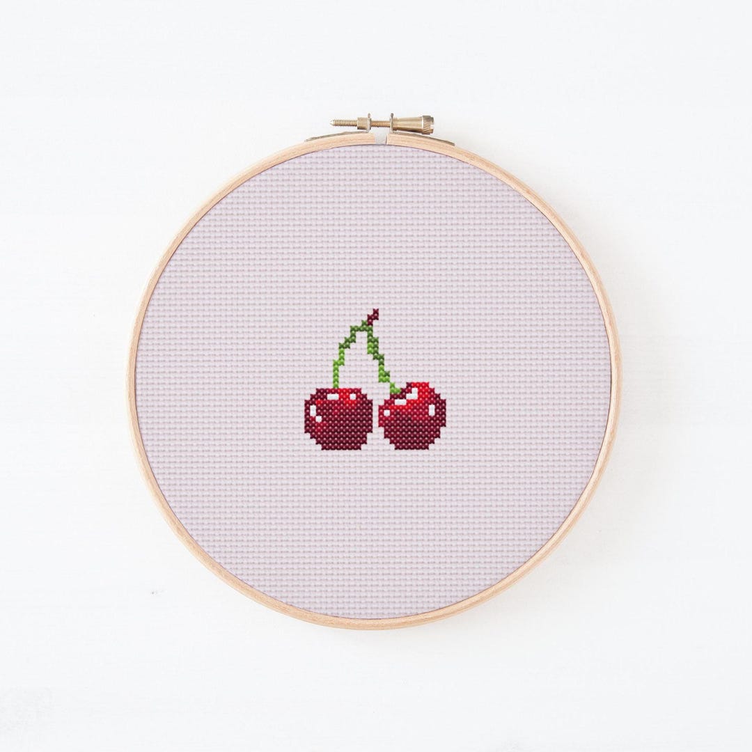Mini Cherry Cross Stitch Pattern | Cute Fruit Embroidery (PDF Pattern ...