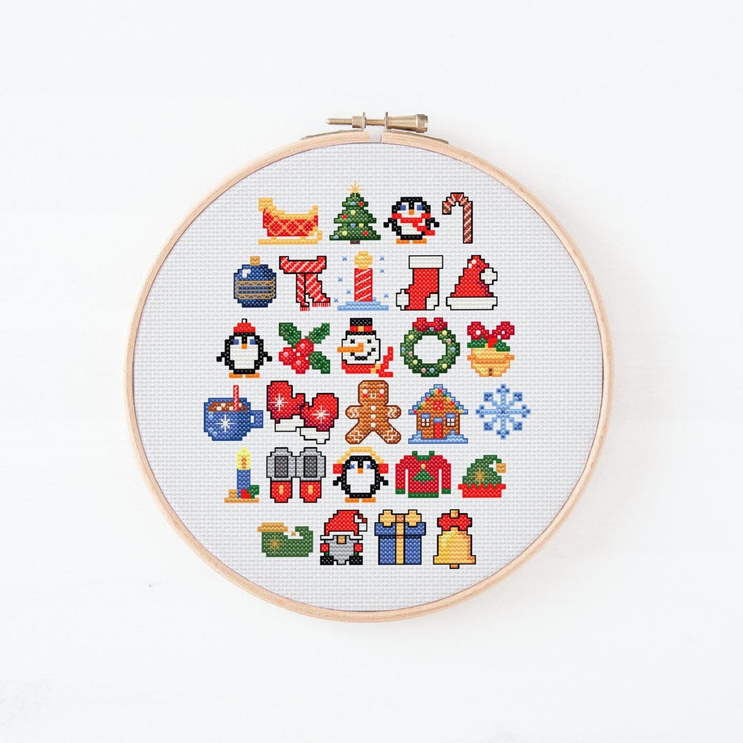 Christmas Motifs Cross Stitch Pattern: Holiday Sampler (PDF) - Etsy