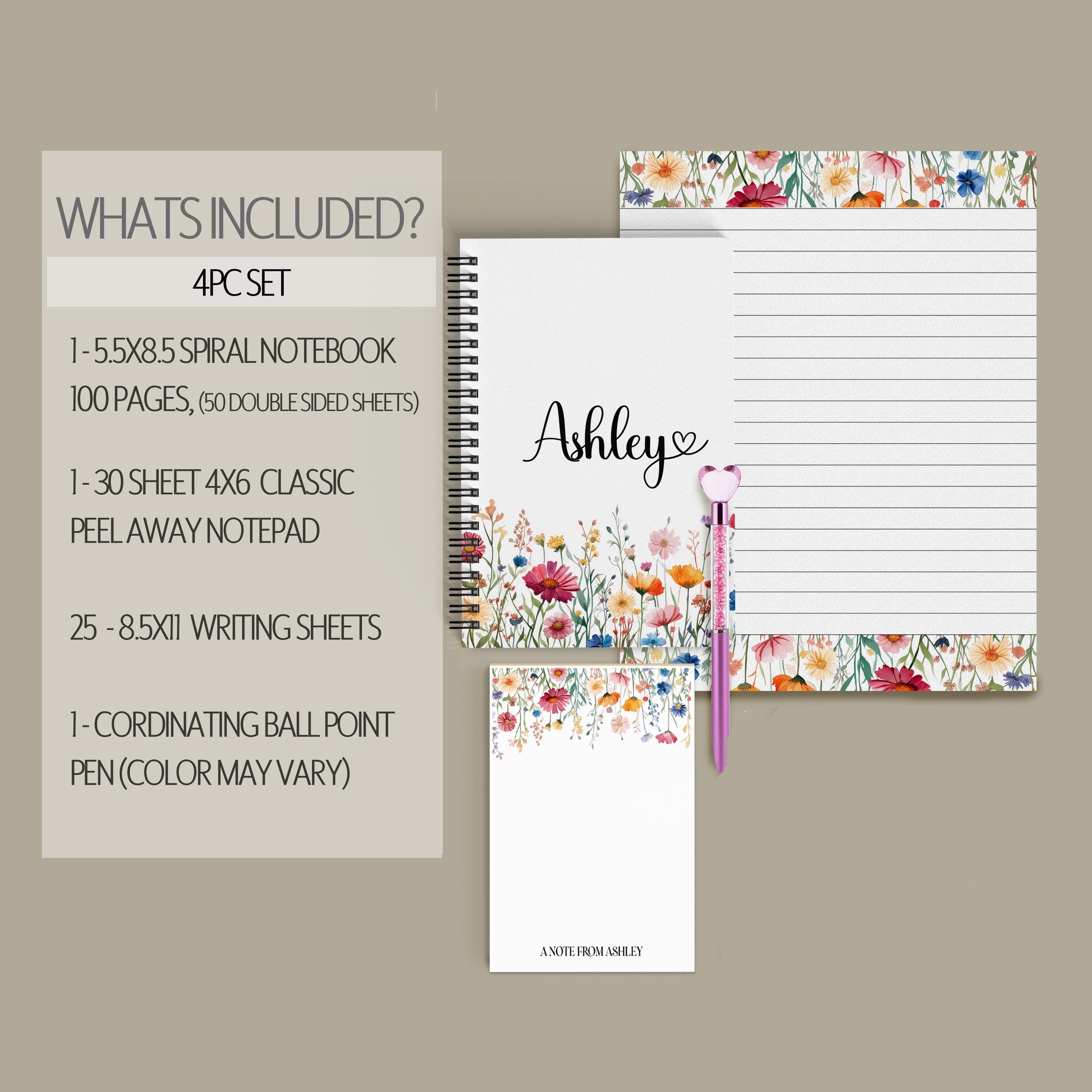Personalized Stationery Set, Wildflowers Letter Writing Gift Sets ...