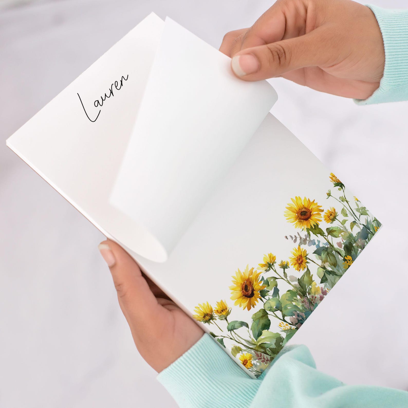 Personalized Sunflower Notepad, Custom Name Notepads, Floral Garden ...