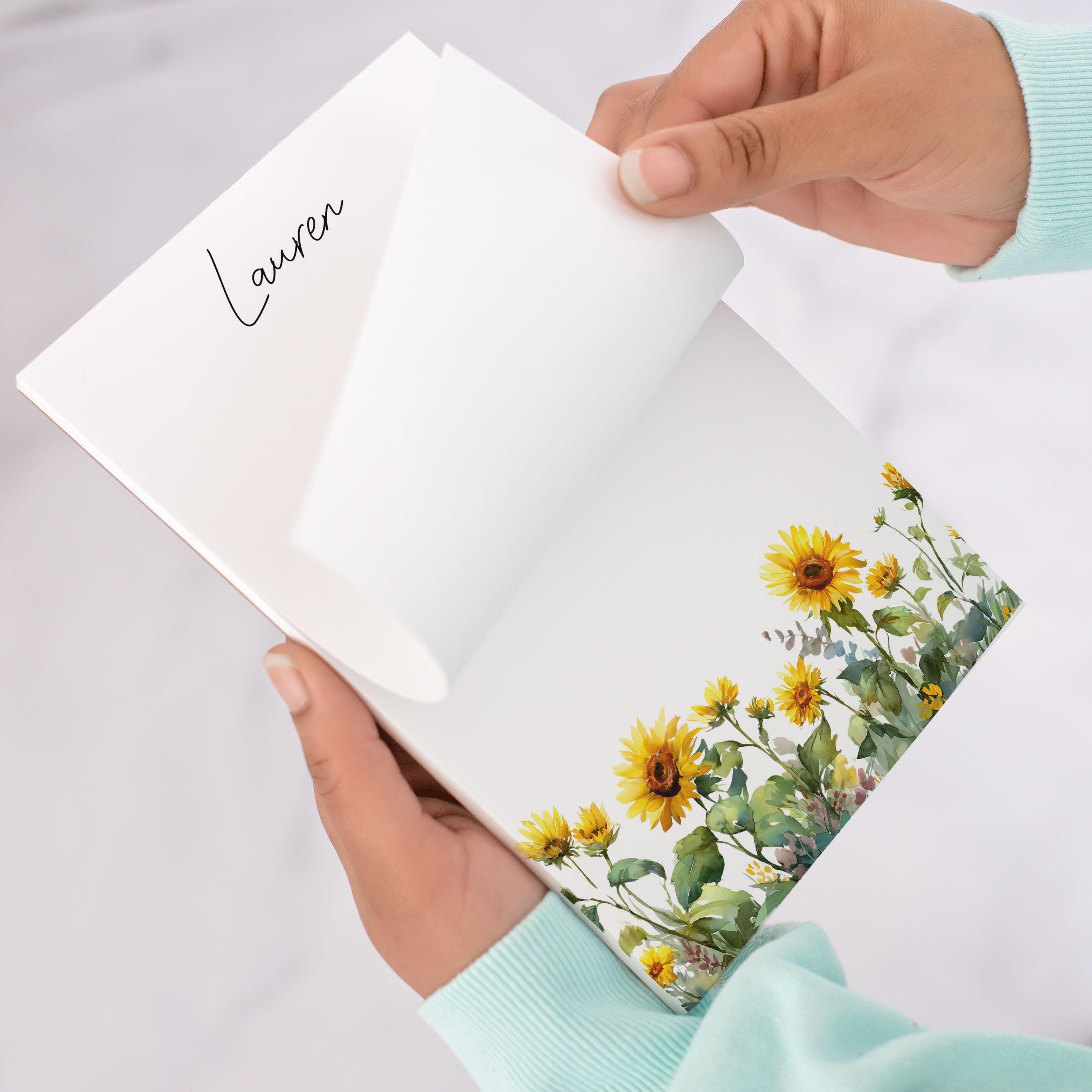 Personalized Sunflower Notepad, Custom Name Notepads, Floral Garden ...
