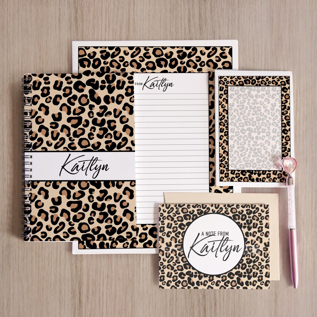 Personalized Stationery Set, Cheetah Print Letter Writing Gift Sets ...