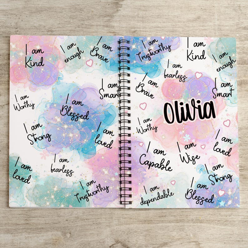 Personalized Girls Notebook, Positive Affirmation Spiral Notebook, Kids ...