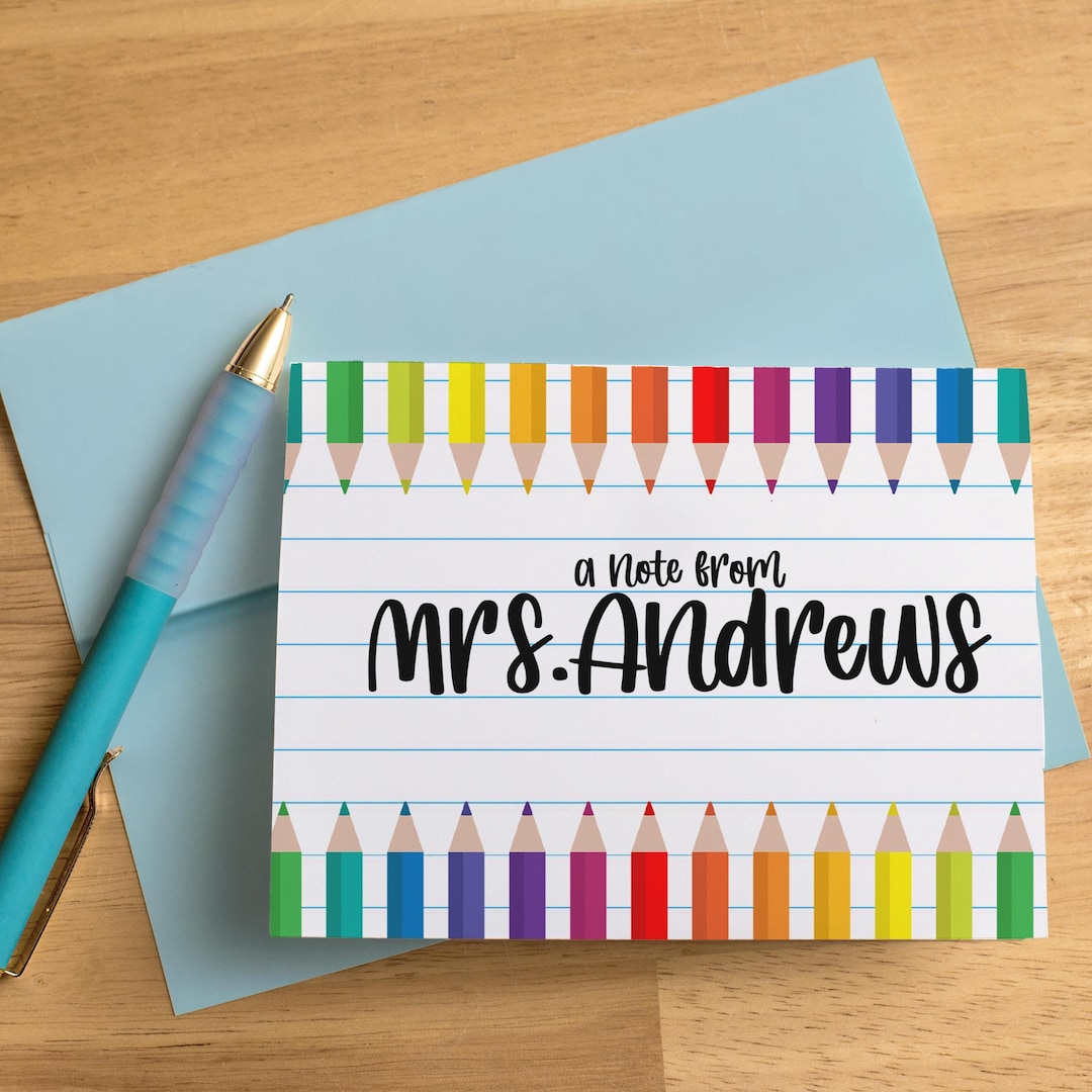 Personalized Teacher Notecards, Custom Note Card Stationery, Classroom ...