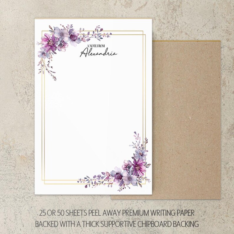 Personalized Notepad, Custom Floral Name Notepads, Flower Aesthetic, Co ...