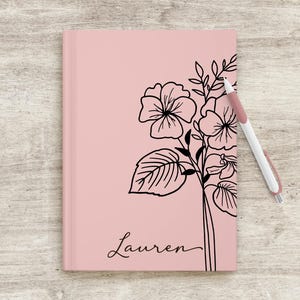 Personalized Birth Flower Journal, Custom Womens Birthday Flower ...