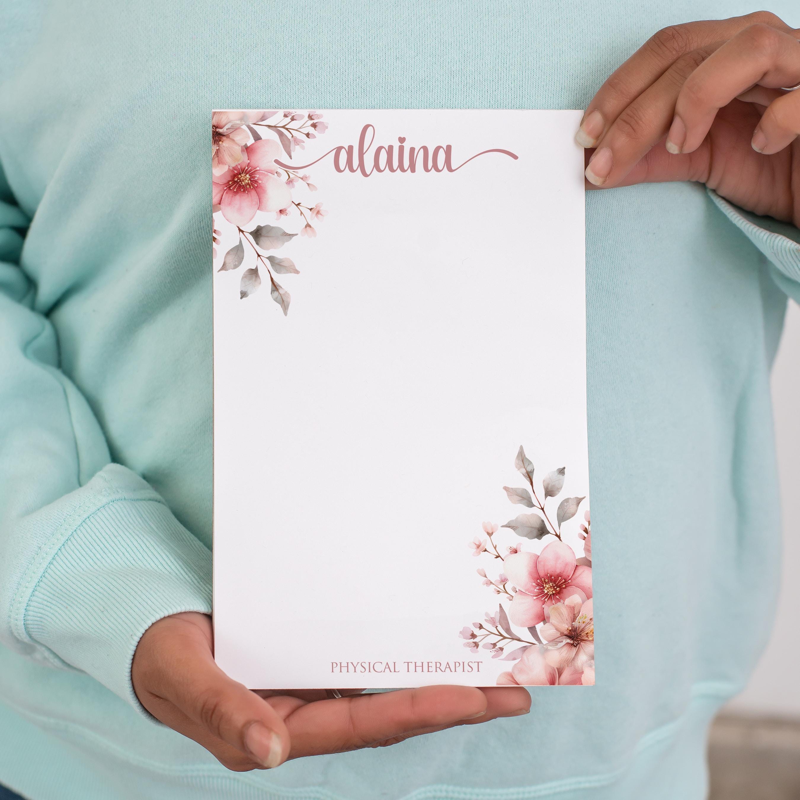 Personalized Notepad, Custom Boho Flower Name Notepads, Pink Floral ...