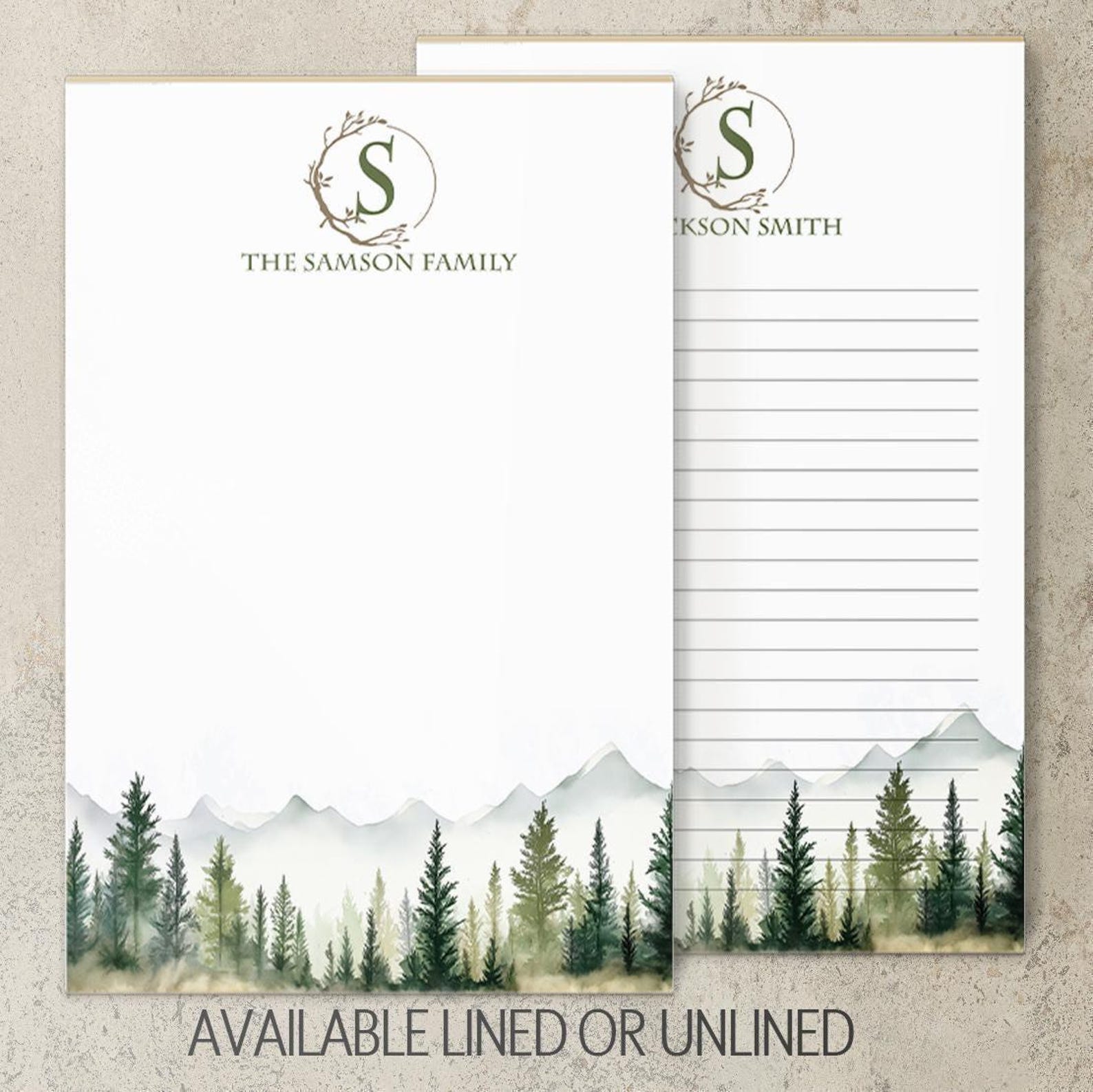 Personalized Monogram Notepad, Custom Forest Nature Notepads, Men's ...