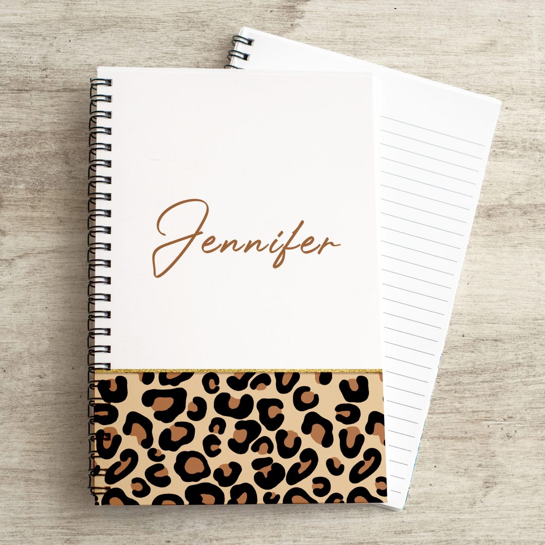 Personalized Cheetah Print Notebook, Custom Womens Journal, Name Spiral ...