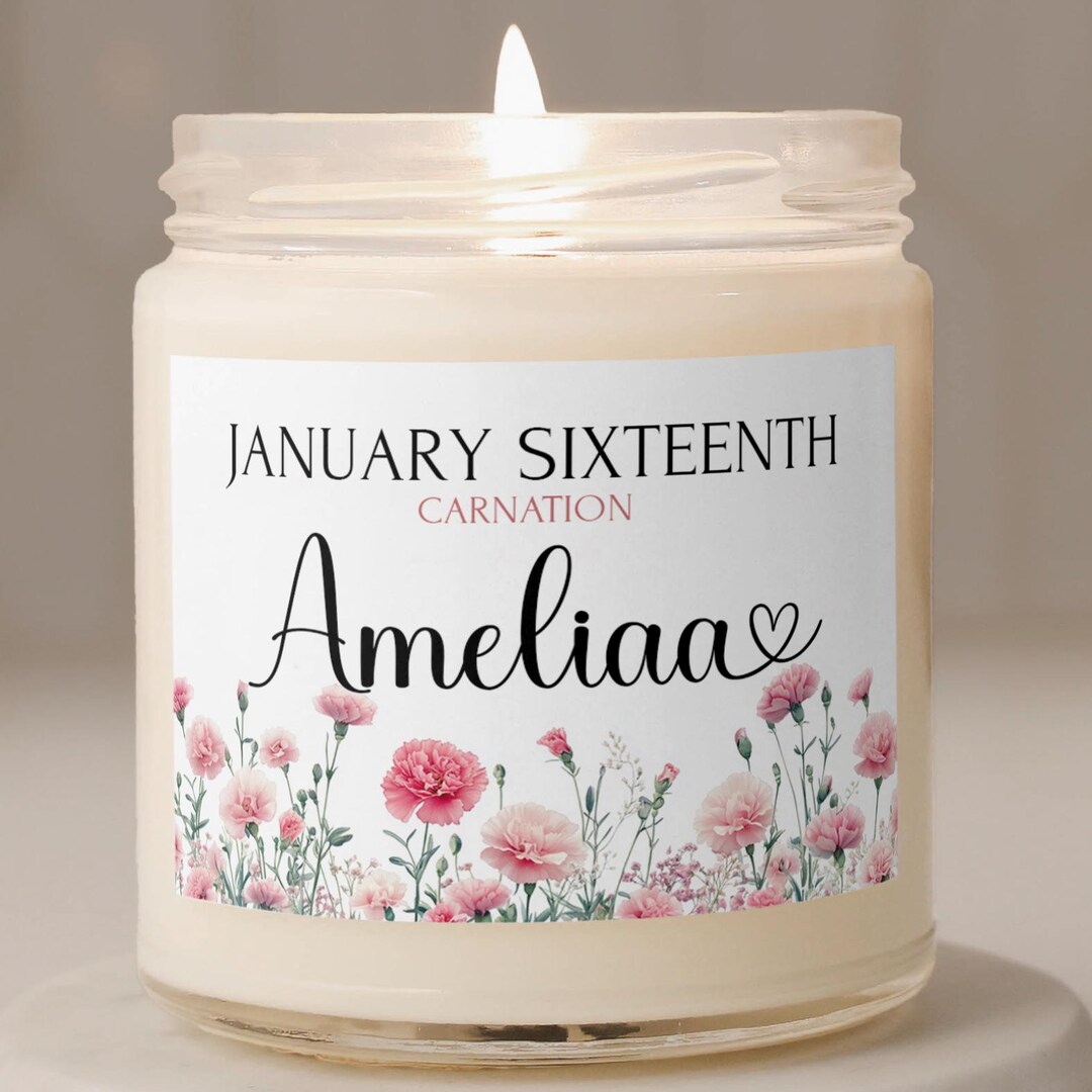 Personalized Birth Flower Candle, Custom Birthdate Gifts for Her, Birth ...