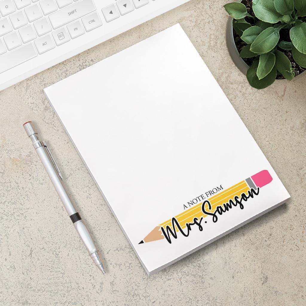Personalized Teacher Note Pad, Custom Post-it® Sticky Notes, Name ...