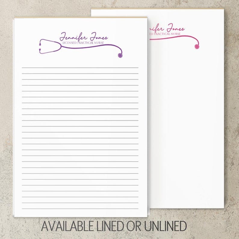 Personalized Nurse Note Pad, Custom Name Stationery, RN LPN CNA ...