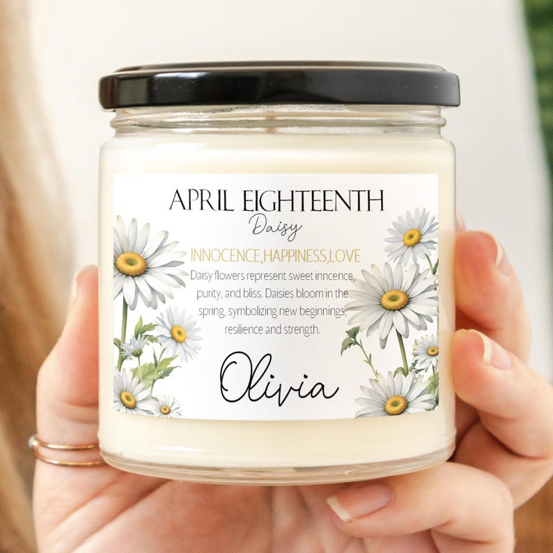 Personalized Birth Flower Candle, Birthdate Candle Gifts for Her ...