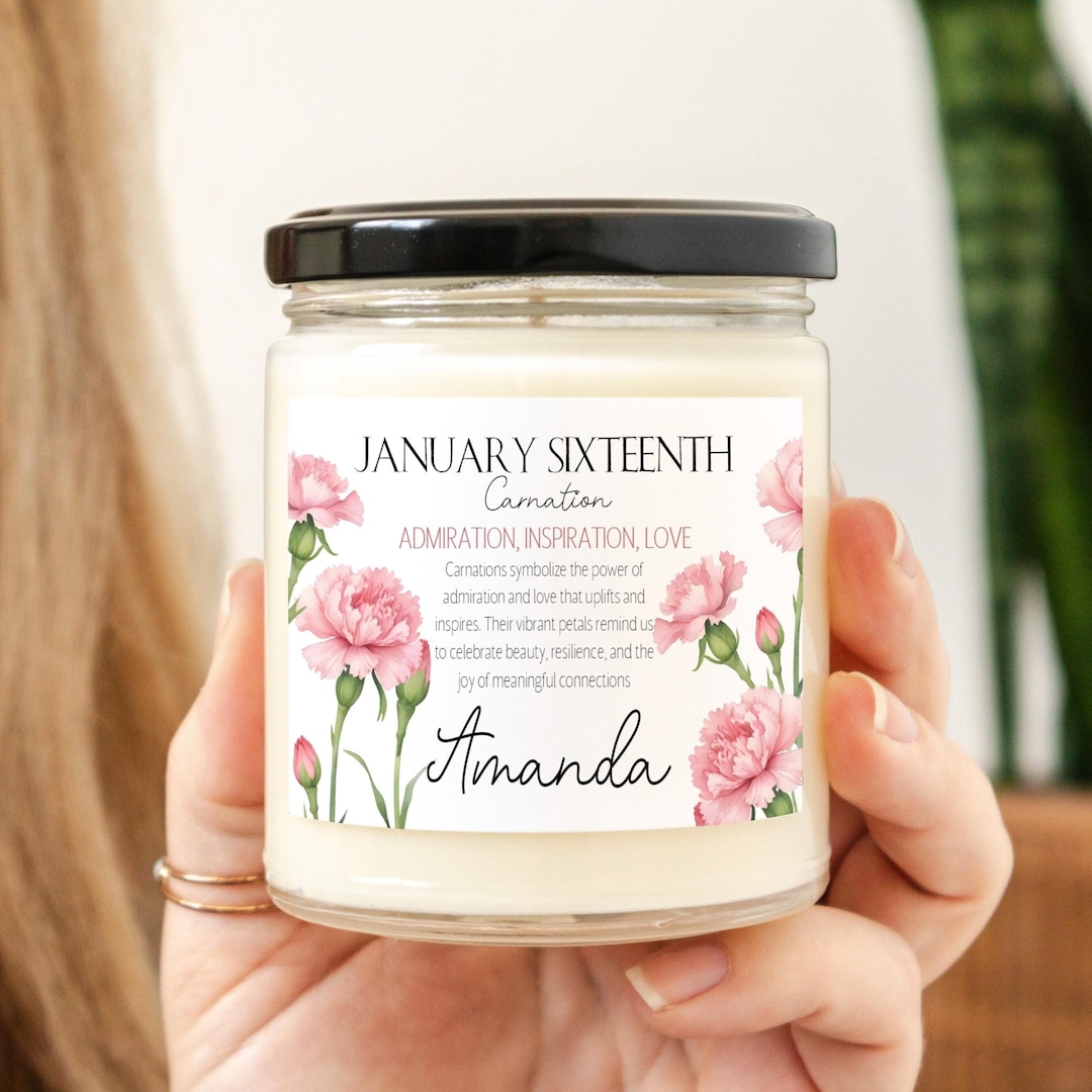 Birthdate Candle, Personalized Birth Flower Candle Gifts for Her ...