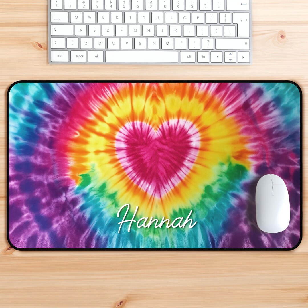 Custom Desk Mat Mousepad With Name, Tie Dye Rainbow, Personalized Large ...
