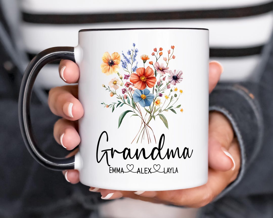 Personalized Grandma Coffee Mug, Custom Wildflower Name Mugs ...