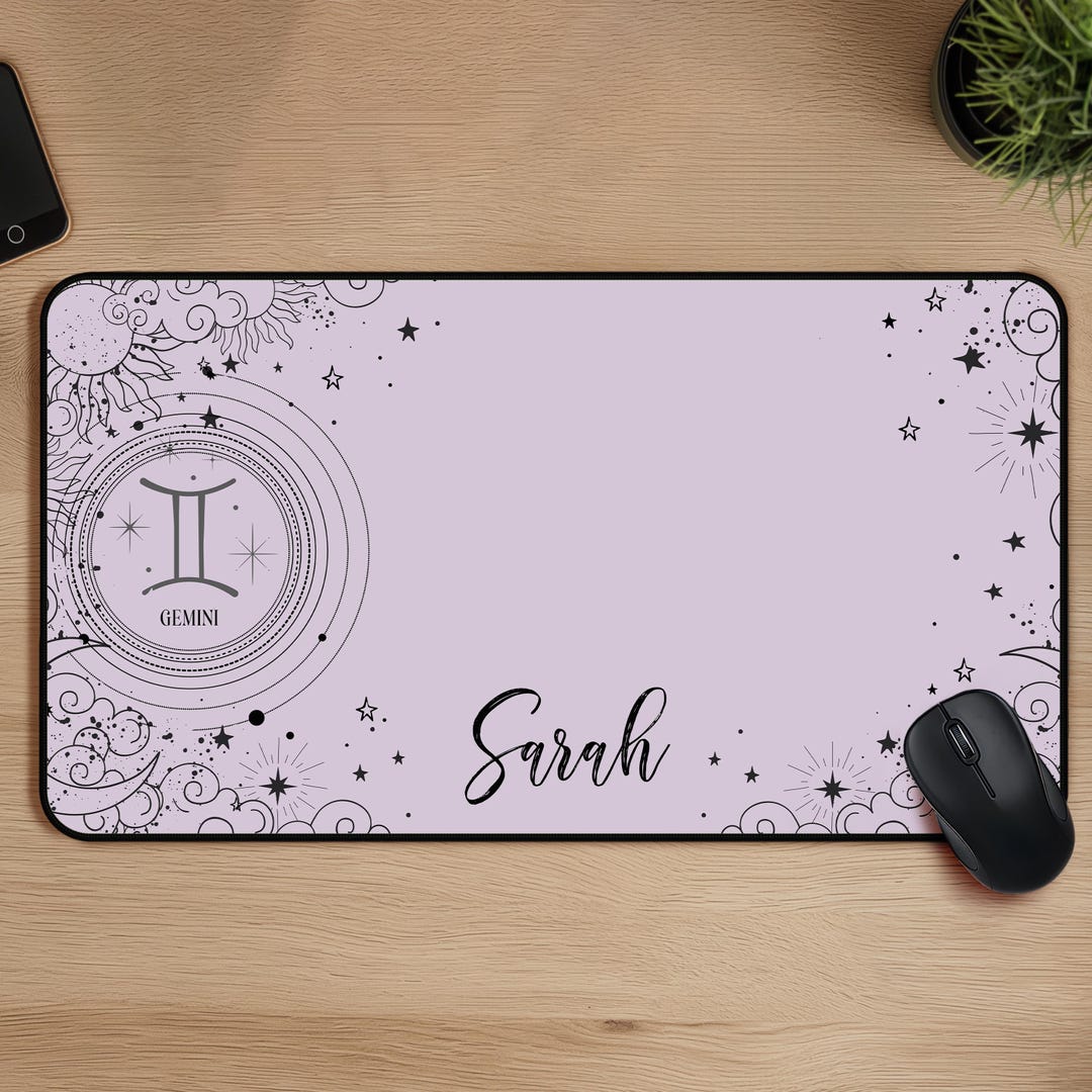 Zodiac Sign Desk Mat Mousepad With Name, Personalized Womens Large ...