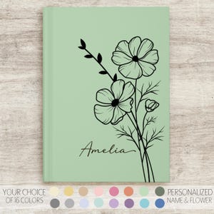 Personalized Birth Flower Journal, Custom Womens Birthday Flower ...