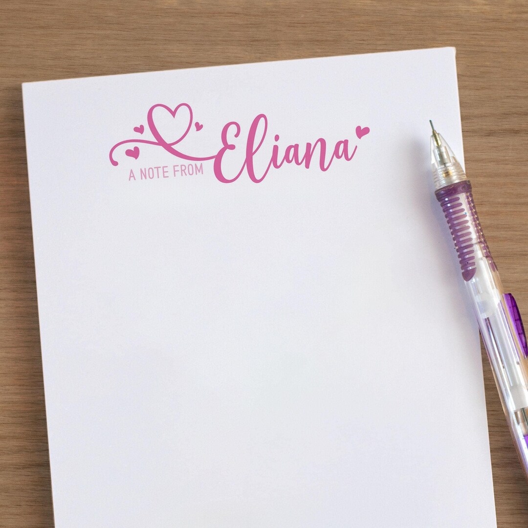 Personalized Notepad, Girls Script Heart Notepads, Gift for Teens ...