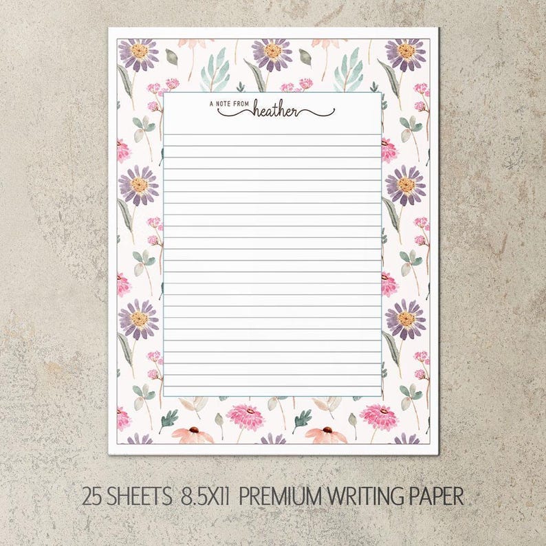 Personalized Stationery Set, Wildflowers Letter Gift Sets, Writing ...