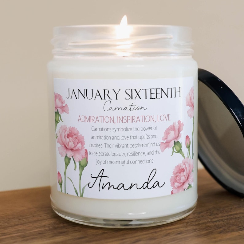 Personalized Birth Flower Candle, Personalized Birthdate Candle, Gifts ...