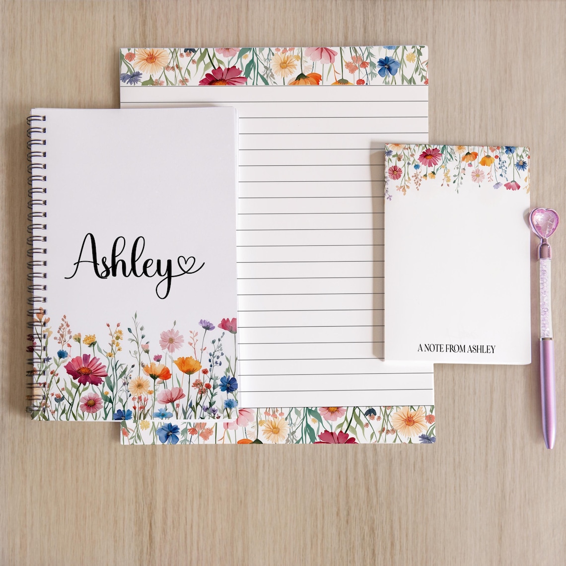 Personalized Stationery Set, Wildflowers Letter Writing Gift Sets ...