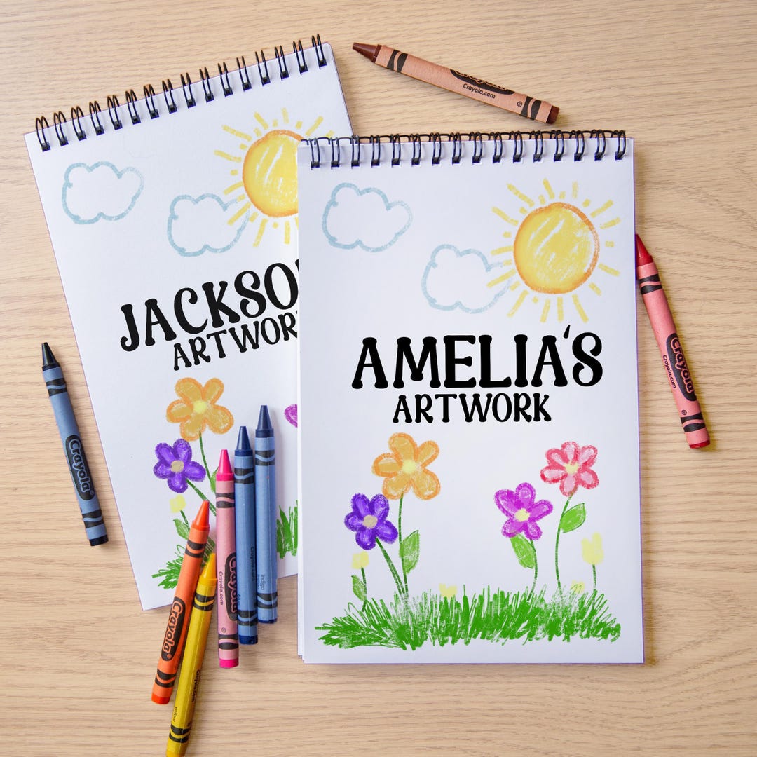 Kids Personalized Sketchbook, Custom Drawing Art Pad Books With Name ...