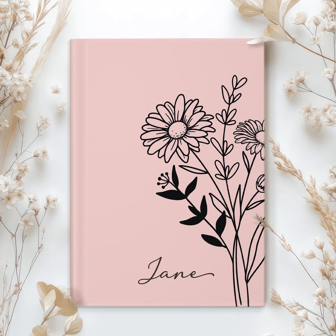Womens Birth Flower Journal, Personalized Womens Birthday Flower ...