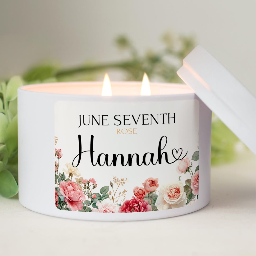 Personalized Birth Flower Candle, Custom Birthdate Candle Gifts for Her ...
