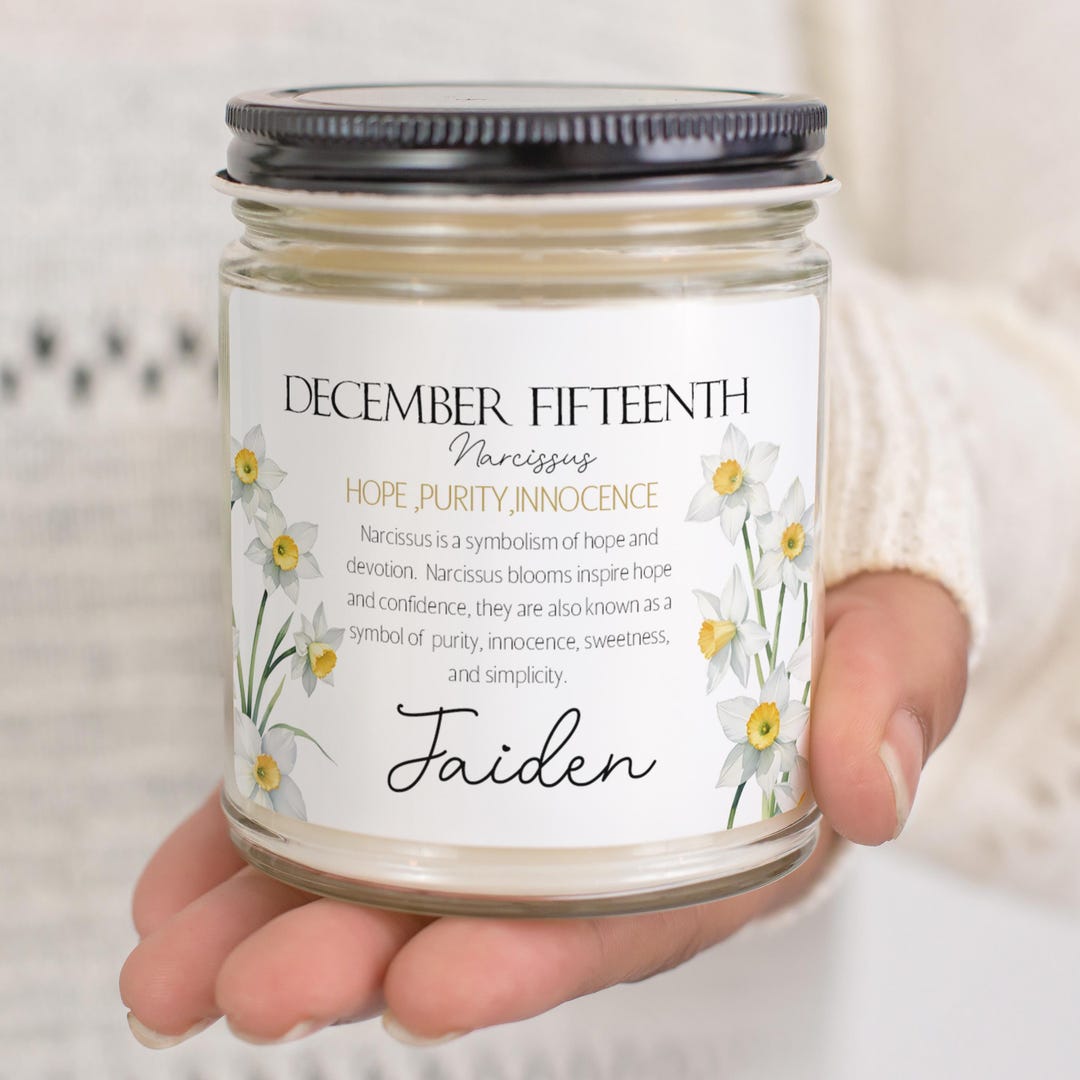 Personalized Birth Flower Candle, Custom December Birthdate, Gifts for ...