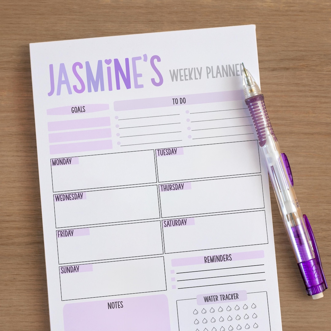Personalized Weekly Planner Notepad, Days of the Week Notepads, Custom ...