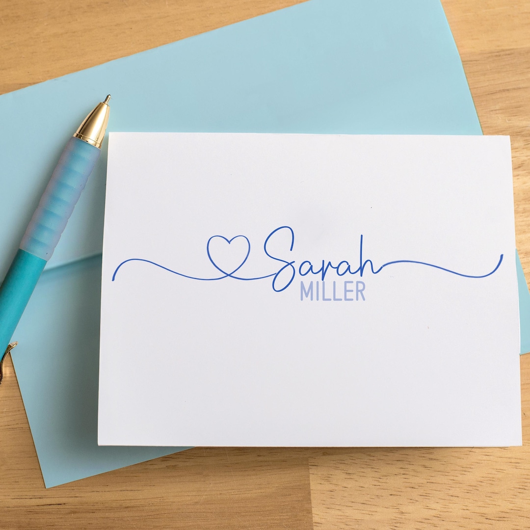 Personalized Note Cards With Name, Script Stationery Set, Custom ...
