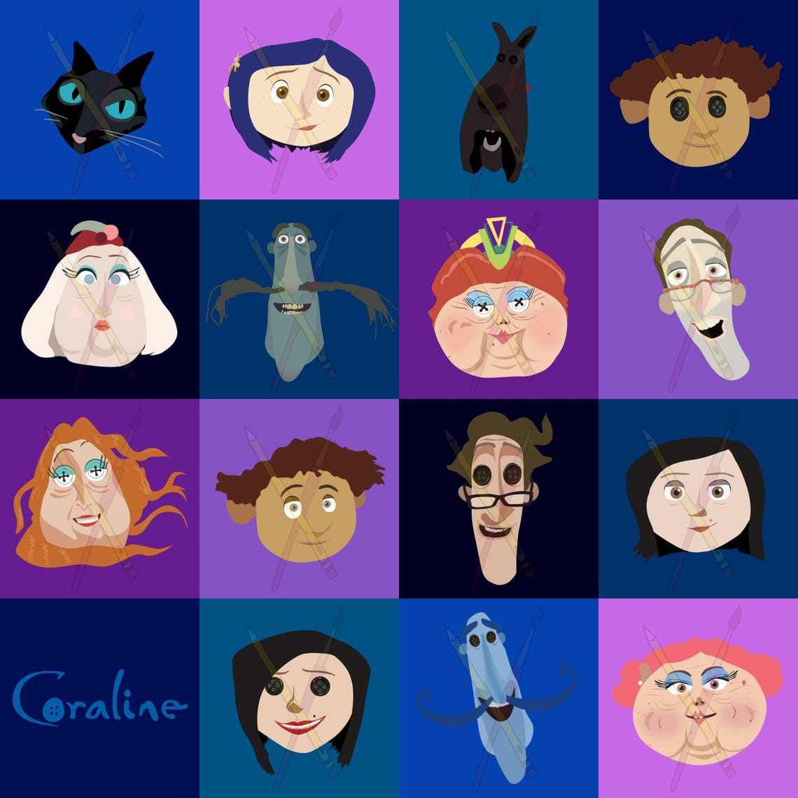 Coraline Character Faces PNG Zip File (3000x3000 Px) - Etsy