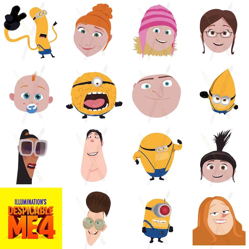 Despicable Me 4 Character Faces PNG ZIP File (3000x3000 Px) + Mega ...