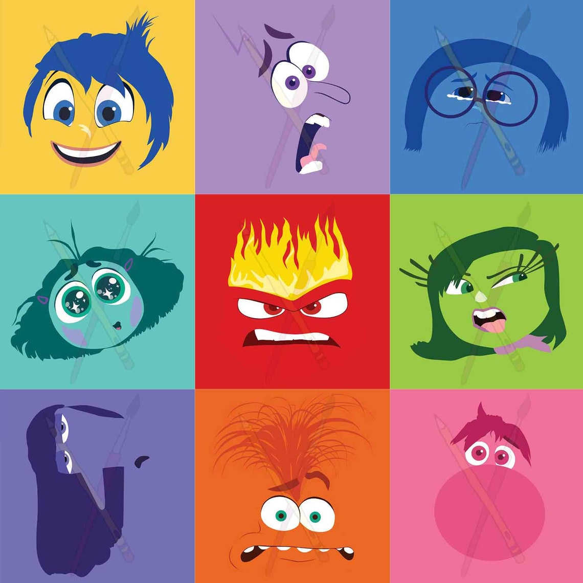 Inside Out 2 Character Faces PNG ZIP File 3000x3000 Px Halloween ...