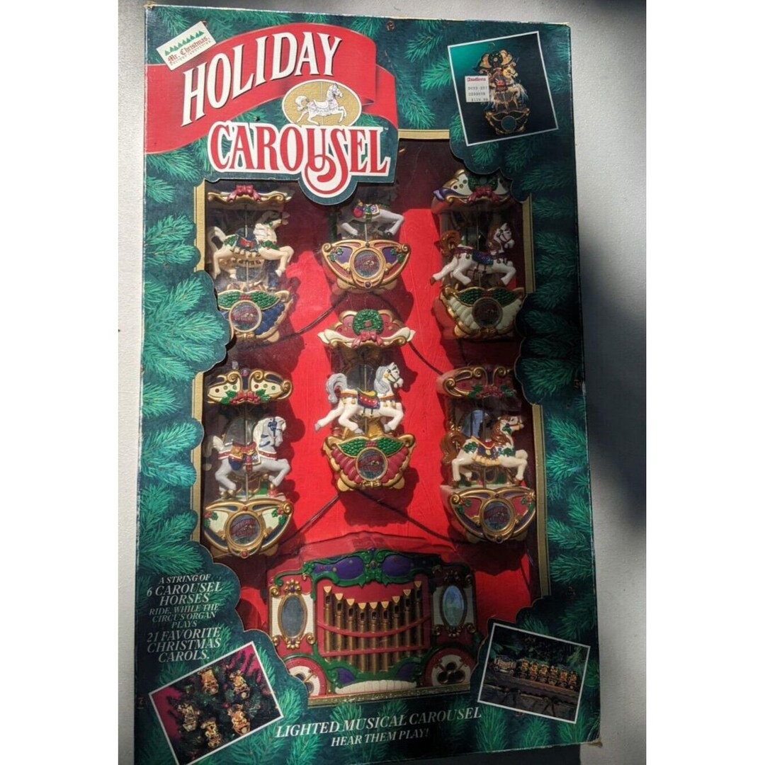 Mr Christmas Holiday Carousel Lighted Musical 6 Horses 21 Carols Lights Vtg 1992 - Etsy