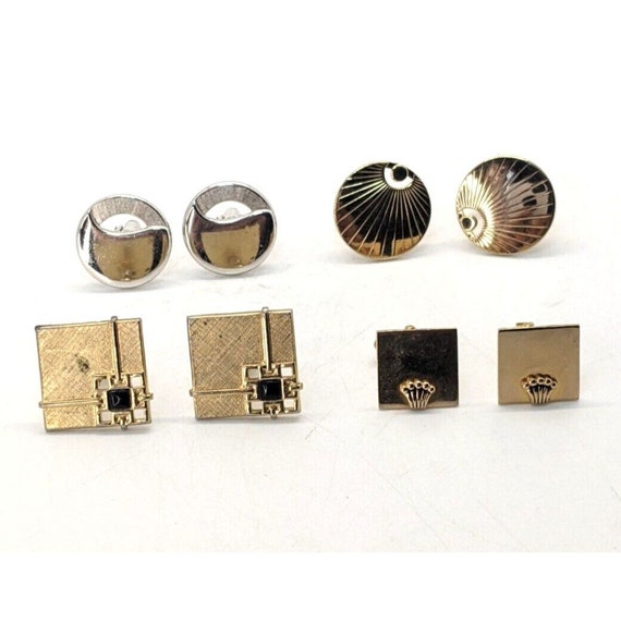 Swank Silver Square and Black Glass Cufflinks. - Gem